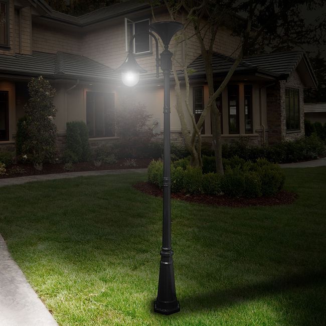 Everest Solar Lamp Post with GS Solar LED Light Bulb - Black