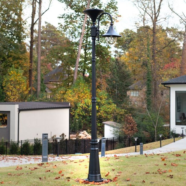 Everest Solar Lamp Post with GS Solar LED Light Bulb - Black