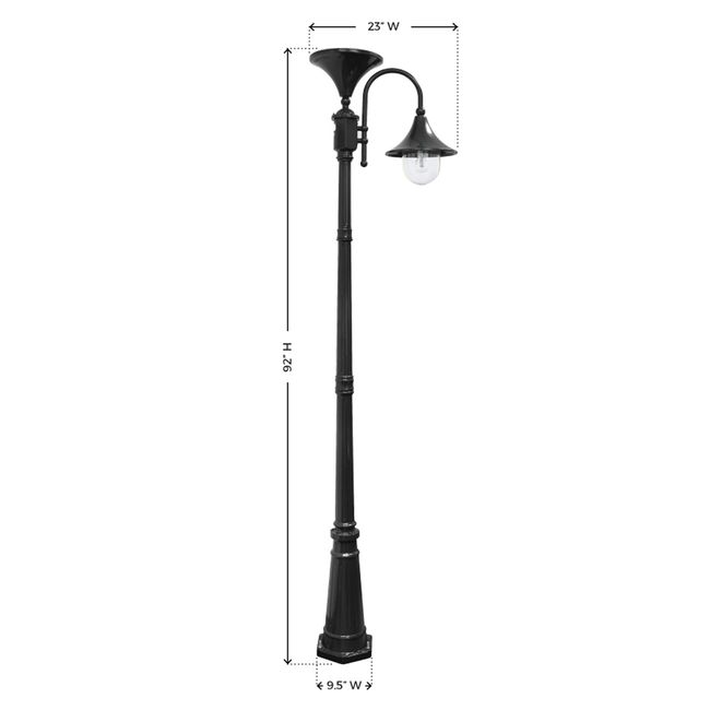 Everest Solar Lamp Post with GS Solar LED Light Bulb - Black