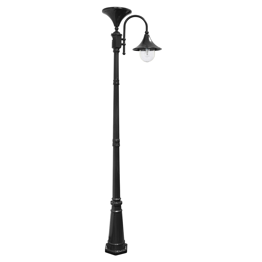 Everest Solar Lamp Post with GS Solar LED Light Bulb - Black