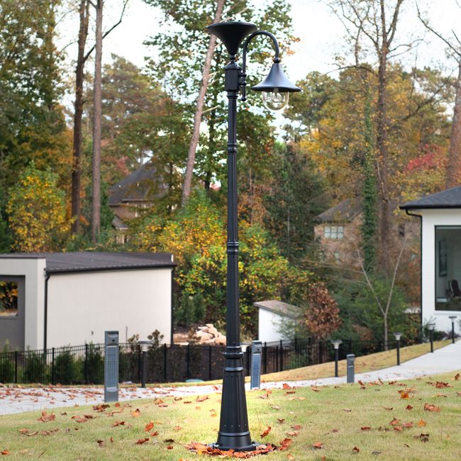 Everest Solar Lamp Post with GS Solar LED Light Bulb - Black