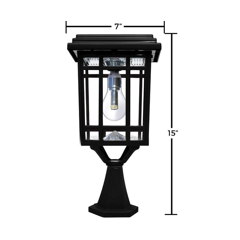 Flicker Flame Prairie Bulb Solar Lamp Post Light in Black