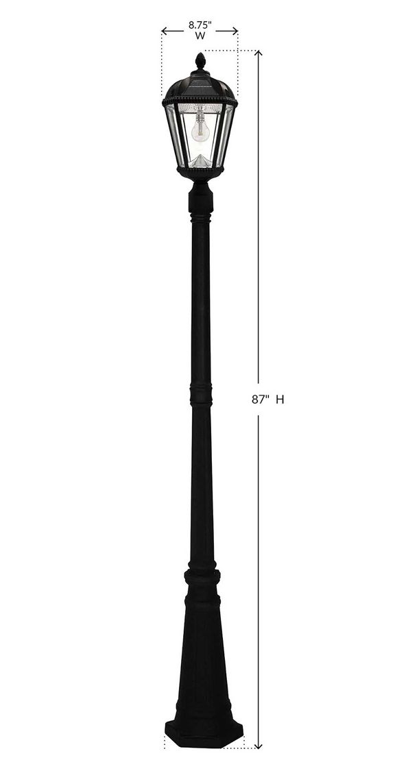 Gama Sonic Flicker Flame Royal Solar Lamp Post with GS-Solar LED Light ...