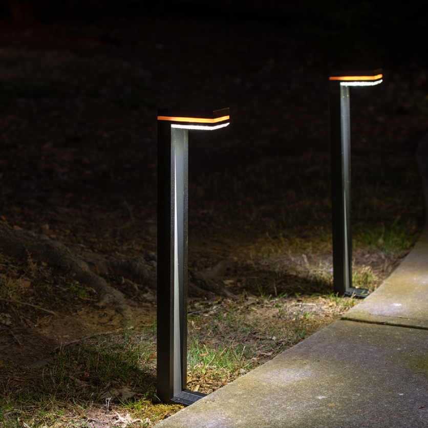 Gama Sonic Sentry Modern Pathway Light with Orange Accent Light - Set of 2