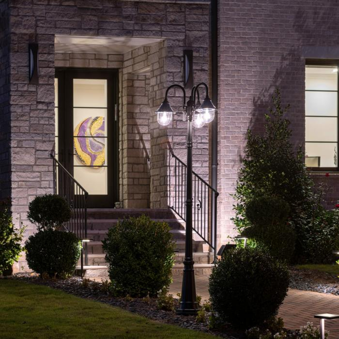 Orion Triple Solar Post Light in Black