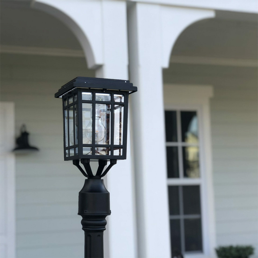 Prairie Bulb Solar Lamp Post Light in Black