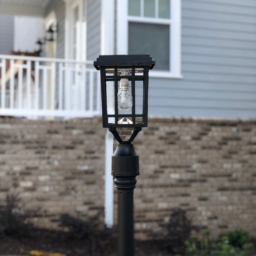 Prairie Bulb Solar Lamp Post Light in Black