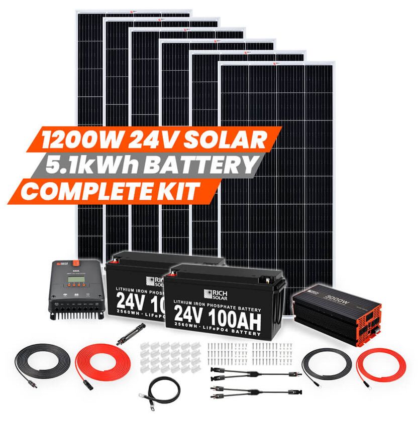 Rich Solar 1200 Watt 24V Complete Solar Kit - 4800Wh Storage