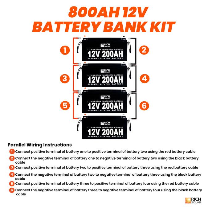 Rich Solar 12V - 800AH - 10.2kWh Lithium Battery Bank