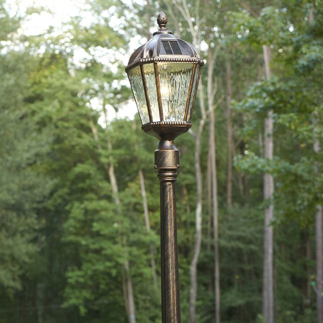 Royal Solar Lamp Post with GS-Solar LED Light Bulb - Brushed Bronze