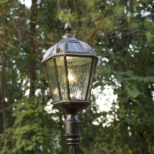 Royal Solar Lamp Post with GS-Solar LED Light Bulb - Brushed Bronze