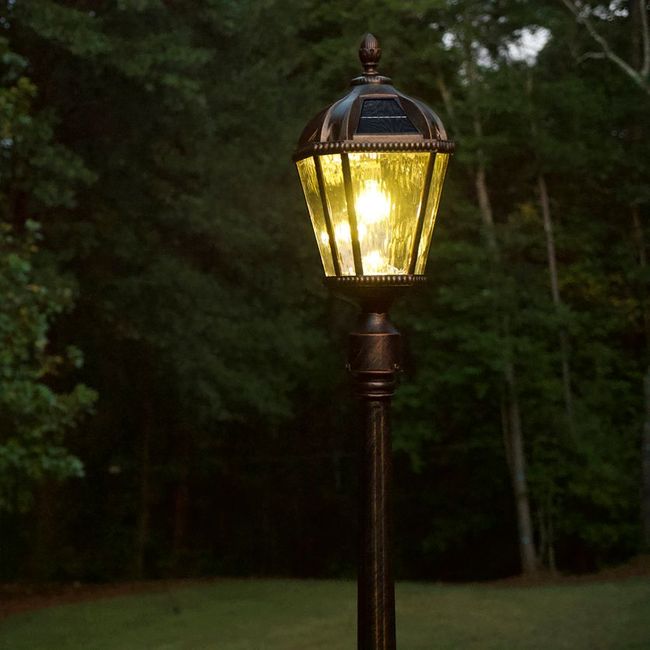 Royal Solar Lamp Post with GS-Solar LED Light Bulb - Brushed Bronze