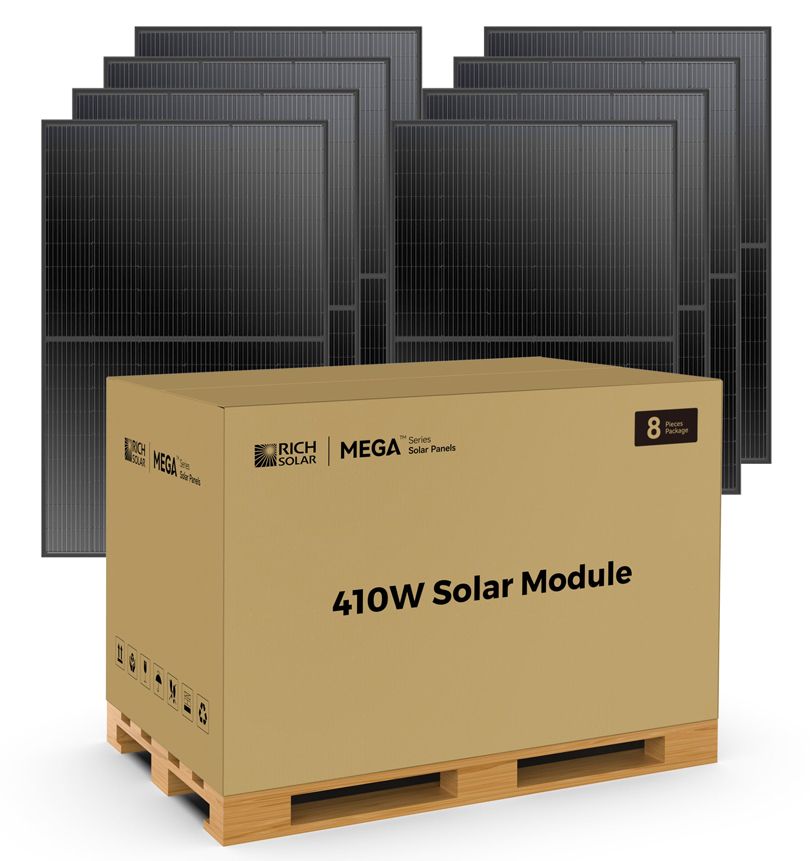 Rich Solar Mega 410 Watt Black Monocrystalline Solar Panels - 8 Pack ...