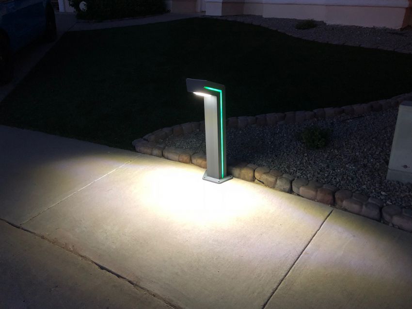 Solar Bollard Path Light with Green Accent LED