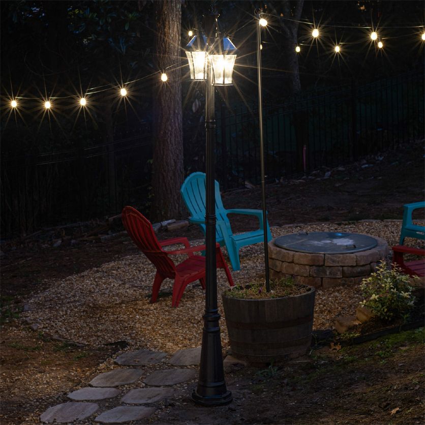 Victorian Morph Solar Lamp Post with Double Downward Lights