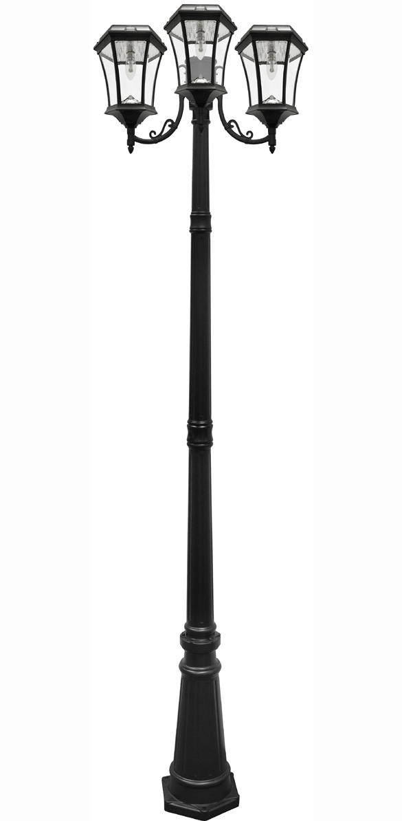 Victorian Triple Solar Lamp Post with Warm White GS Solar Light Bulb